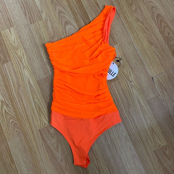 Tops | Neon Orange Bodysuit | Poshmark